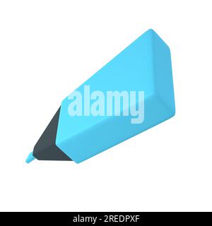 3d blue highlighter marker icon for school office. Stationery important ...