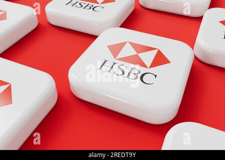 LONDON, UK - July 2023: HSBC bank company logo. 3D Rendering Stock ...