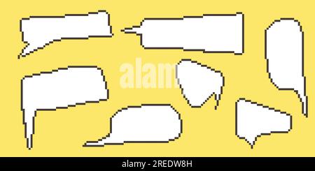 Pixel speech bubble Collection chart dialogue boxes. Retro game 8 bit ...