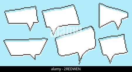 Pixel speech bubble Collection chart dialogue boxes. Retro game 8 bit ...