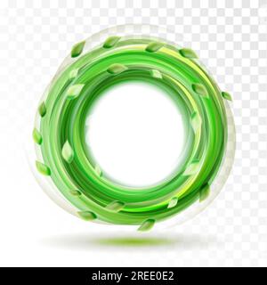 Green magic ring with glowing particles and bokeh. Neon realistic ...