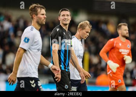 Brugge, Belgium. 27th July, 2023. Club's Hugo Vetlesen celebrates after ...