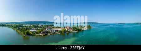 Aerial view of Reichenau Island seen from the south, Lake Constance ...