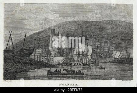 Swansea circa 1800 by Thomas Rothwell Stock Photo - Alamy
