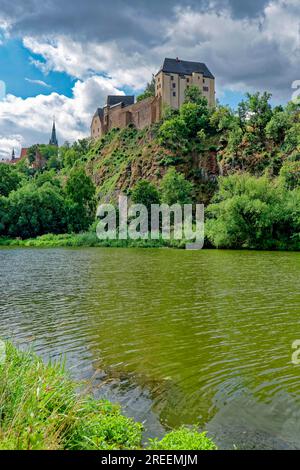 Mildenstein Castle on the river Freiberger Mulde, Leisnig, Saxony ...