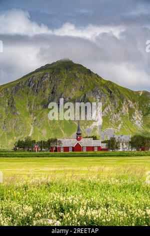 Norway, Lofoten, Flakstadoya, Flakstad Kirke Stock Photo - Alamy