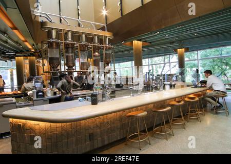 The first floor Reserve Coffee Bar at the five-story 35,000 square foot Starbucks Reserve ...