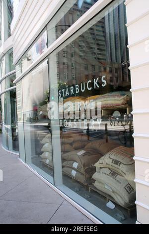 The outside exterior of the five-story 35,000 square foot Starbucks ...