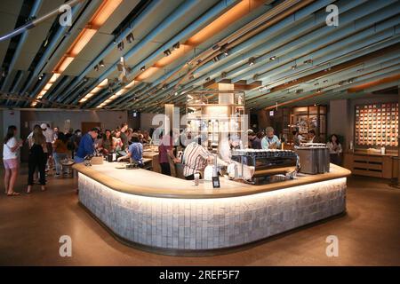 The first floor Reserve Coffee Bar at the five-story 35,000 square foot Starbucks Reserve ...