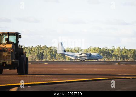A C-130J military transport aircraft during Taranis exercise above ...