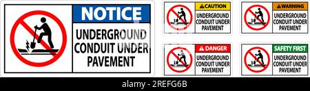 Danger Sign, Underground Conduit Under Pavement Stock Vector Image ...