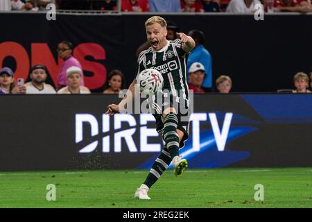 Manchester United midfielder Mason Mount (7) heads the ball during the ...