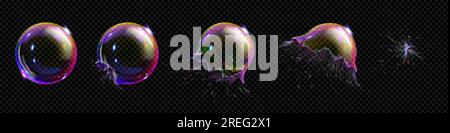 Realistic animation set of bubble burst isolated on transparent ...