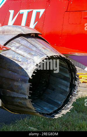 MiG-29OVT thrust vectoring test-bed flying at the Royal International ...