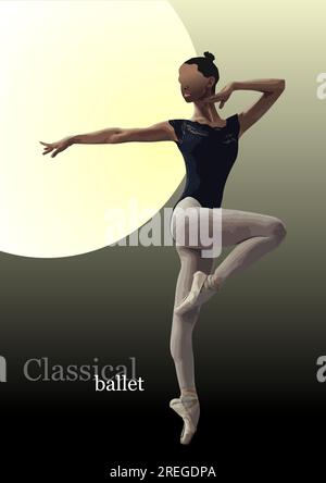 Classical ballet dancer colored 3d vector illustration Stock Vector ...