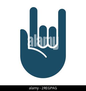 Heavy metal, rock and roll, devil horns hand sign with a black leather ...
