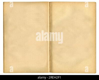 Turn of yellowed pages, old vintage open book isolated on white ...