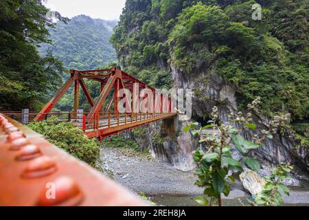 Taiwan - May 23, 2023: Changchun Bridge crossing Liwu river in Taroko ...