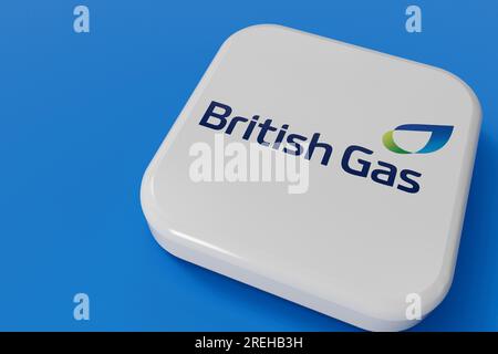 LONDON, UK - July 2023: British gas energy supplier company logo. 3D ...
