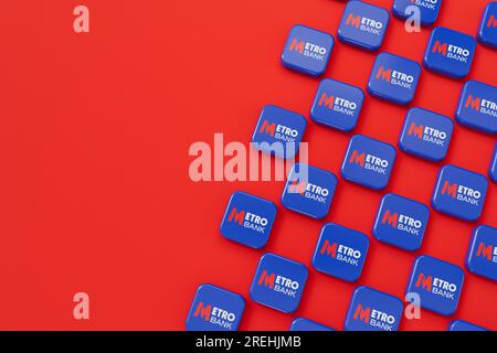 LONDON, UK - July 2023: Metro bank company logo. 3D Rendering Stock ...