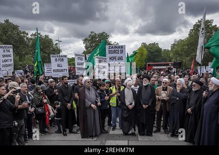 Shia Muslims gather in London for the commemoration of Ashura Stock ...
