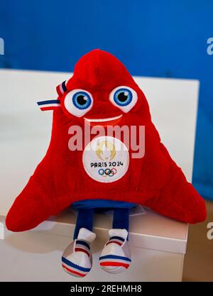 The Olympic (L) and Paralympic (R) Phryges mascots for the Paris 2024 ...