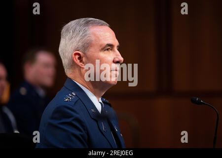 Lt. Gen. Stephen N. Whiting, Space Operations Command commander, greets ...