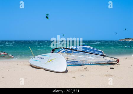 TARIFA, SPAIN - JUNE 17, 2023: Kitesurfing on Valdevaqueros beach ...