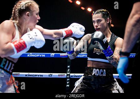 DUBLIN, IRELAND - JULY 15: Jully Poca celebrates her victory over Elle ...