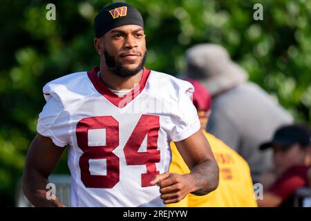 Washington Commanders wide receiver Zion Bowens catches the ball during ...