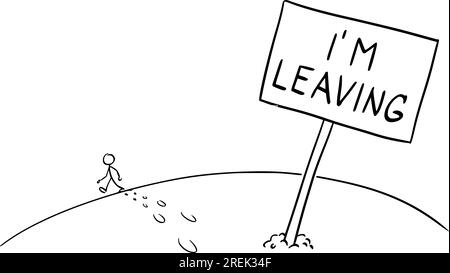 Unhappy Person Leaving or Walking Away with goodbye, Vector Cartoon ...