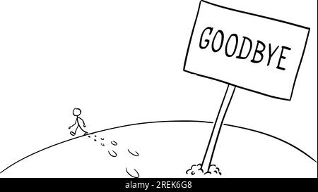 Unhappy Person Leaving or Walking Away, Vector Cartoon Stick Figure ...