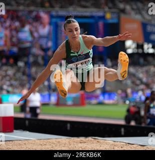 Ivana Vuleta of Serbia competing in the women’s long jump final at the ...