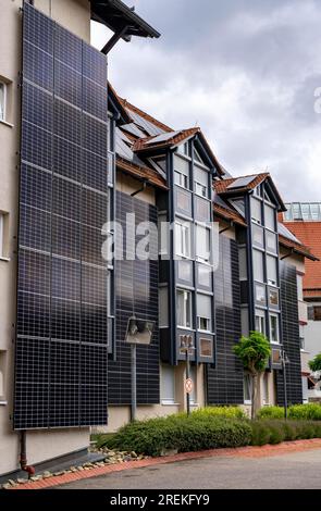 Solar facade, photovoltaic elements on a building facade, hotel in ...