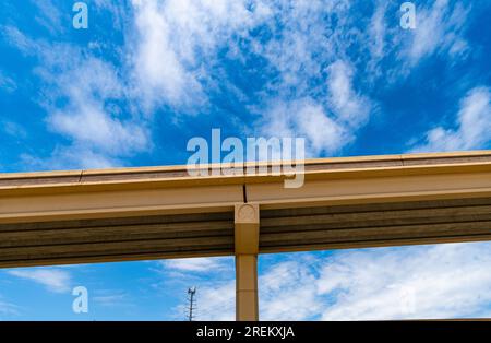 bridge overpass on highway. structural overpass in perspective ...