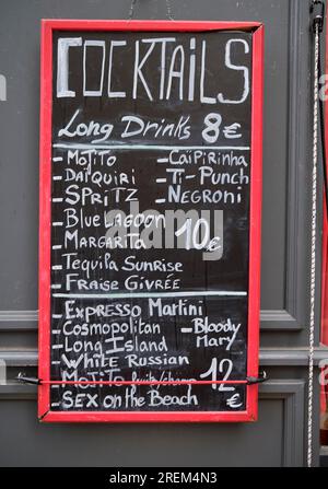 FRENCH DRINKS MENU BOARD Stock Photo - Alamy