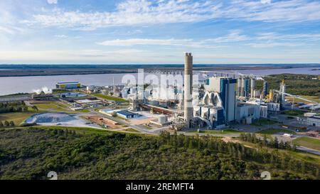 Pulp mill in South America Uruguay. Factory manufactures bleached ...