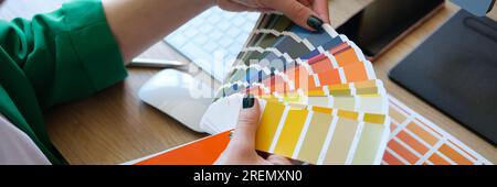 Designer choosing colors for his future project in art studio Stock ...