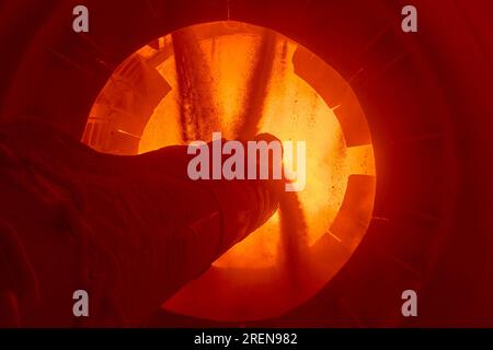 Combustion chamber of furnace with streams of hot gas Stock Photo - Alamy