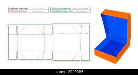 Six corner folding box, 6 corner box die line template and packaging ...