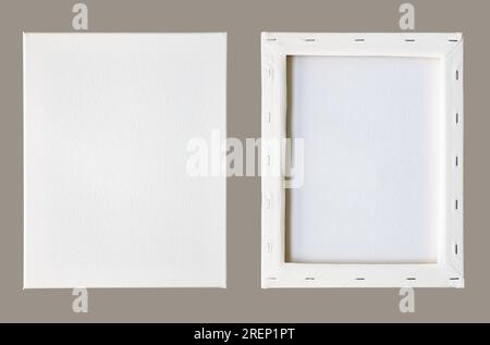 Frame and painter artist canvas isolated on white Stock Photo - Alamy