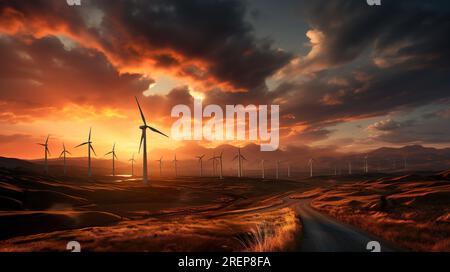 Wind farm, representing a solution to the impact of climate change in ...