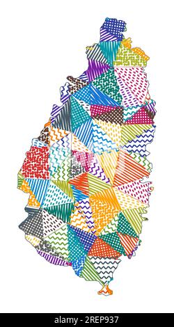 Shape of Saint Lucia, polygonal sunburst. Map of the island with ...