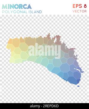 Low poly map of Minorca. Geometric illustration of the island. Minorca ...