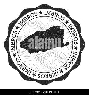 Imbros round stamp. Round logo with island map and title. Stylish ...