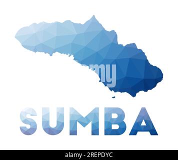 Low poly illustration of the island of Sumba. Purple geometric design ...