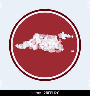 Jost Van Dyke Badge. Round logo of island with triangular mesh map and ...