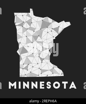 Minnesota map design. Map of the US state with regions in emerald ...