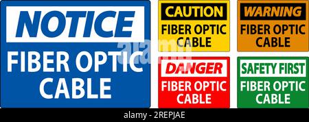 fiber optic cable with caution label Stock Photo - Alamy