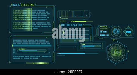 Data decoding program screen with authorization window Stock Vector ...